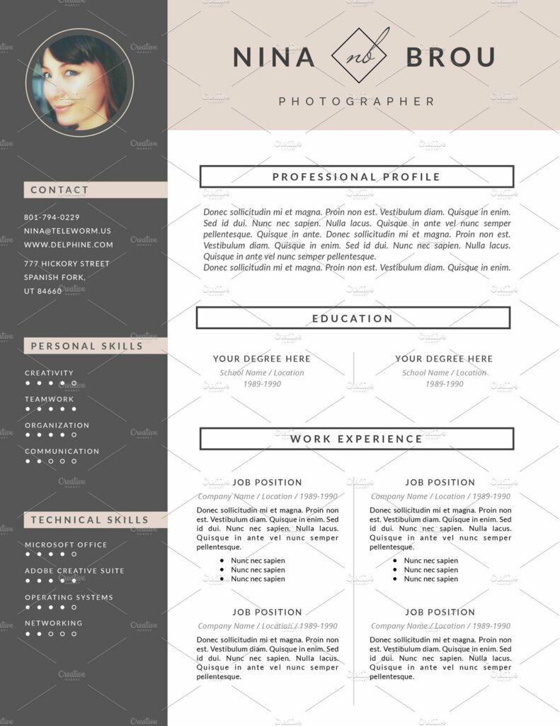 Feminine Resume Design | CV – MasterBundles