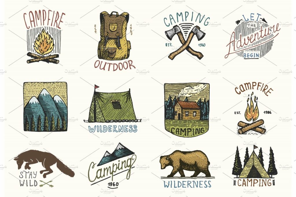 Camping, Hiking Labels. Vintage logo – MasterBundles
