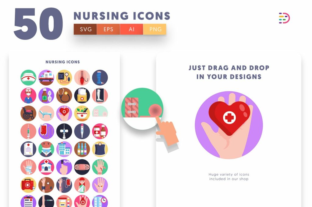 50 Nursing Icons – MasterBundles