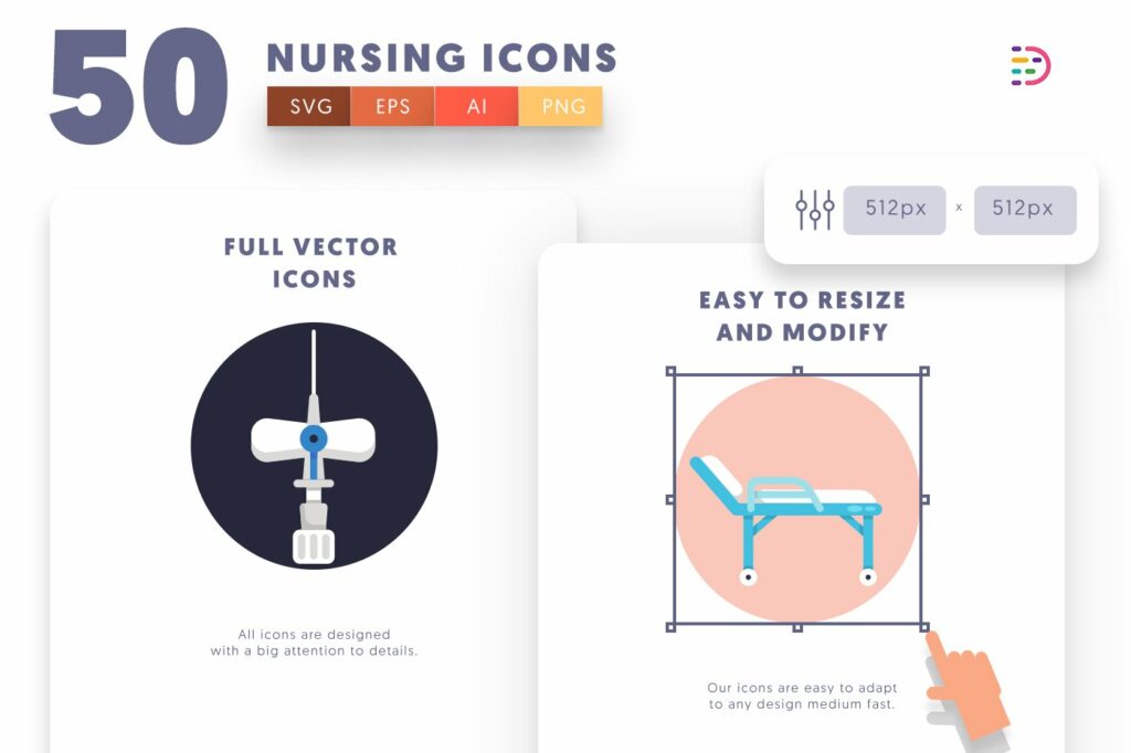 50 Nursing Icons – MasterBundles