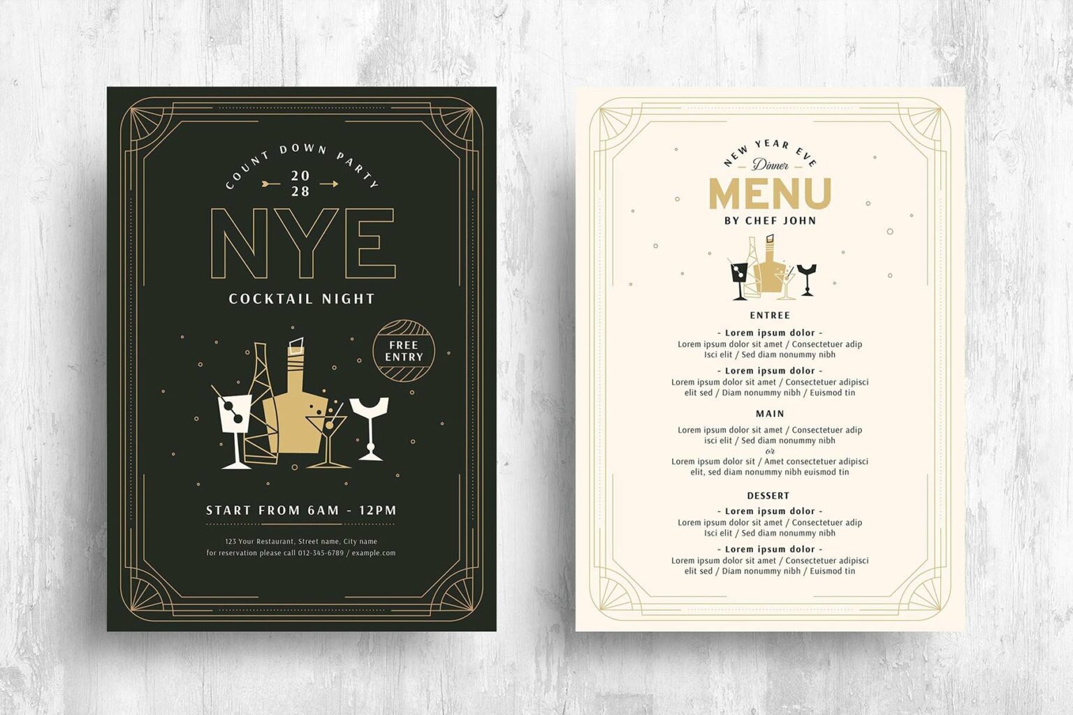 NYE Flyer & Cocktail Menu Templates – MasterBundles