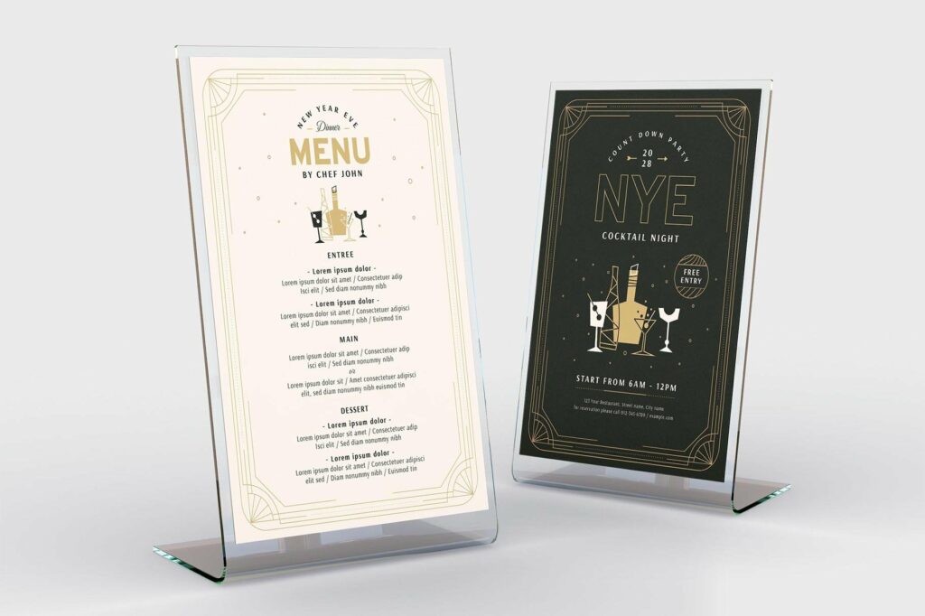 NYE Flyer & Cocktail Menu Templates – MasterBundles