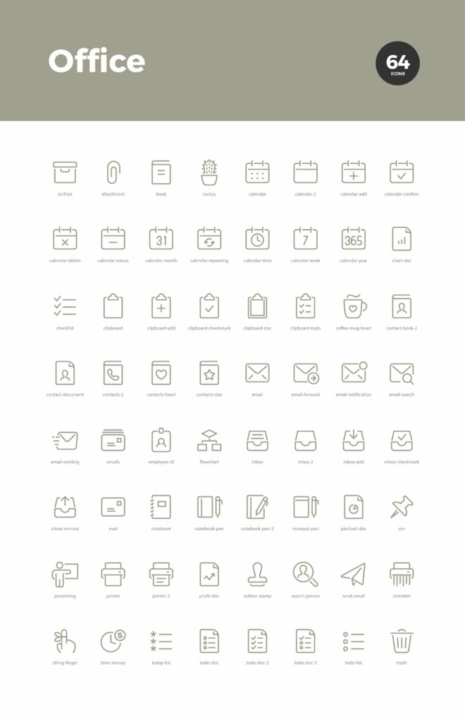 Office Icons — Pixi Line – MasterBundles