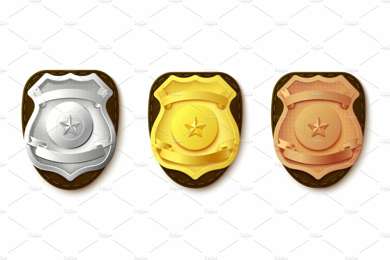 Police badges in gold, brass and – MasterBundles