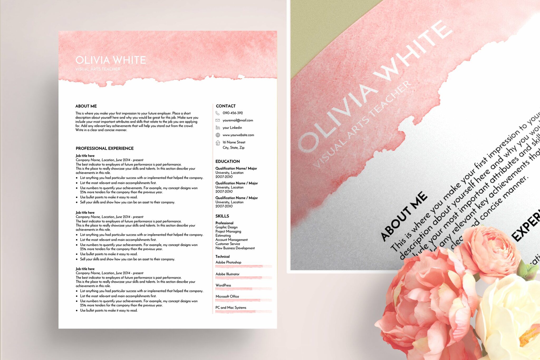 Creative resume template ms word – MasterBundles