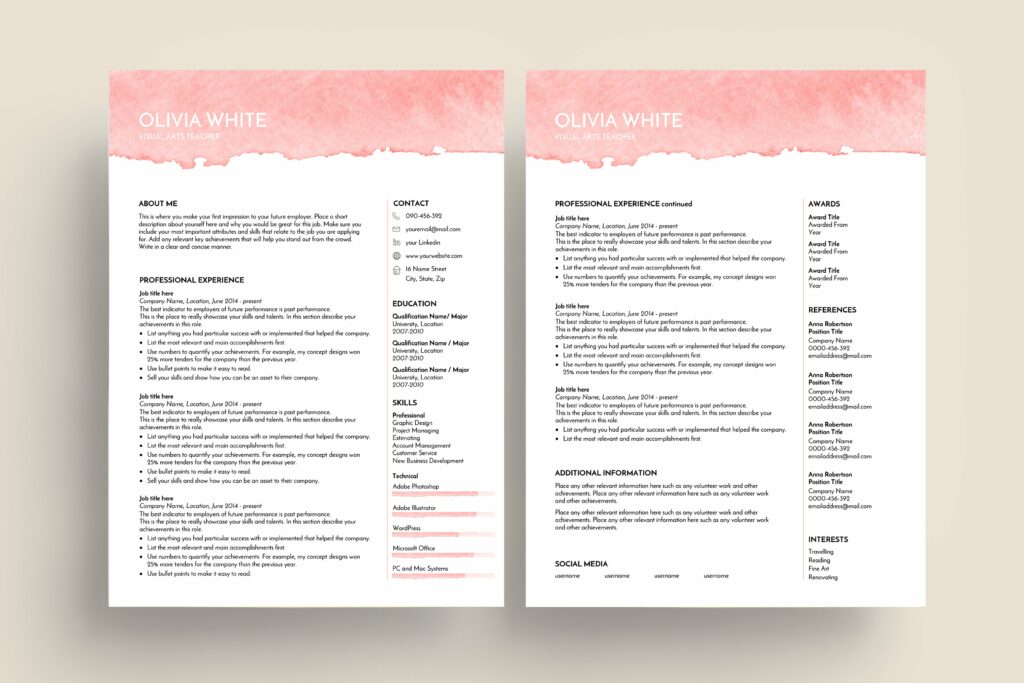 Creative resume template ms word – MasterBundles