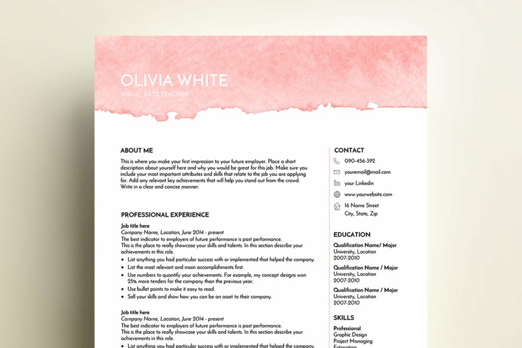 Creative resume template ms word – MasterBundles