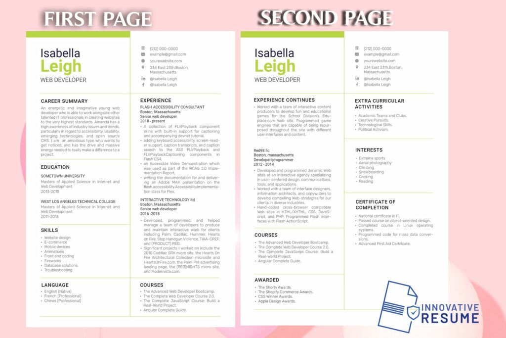 Web Developer Resume/CV Template – MasterBundles