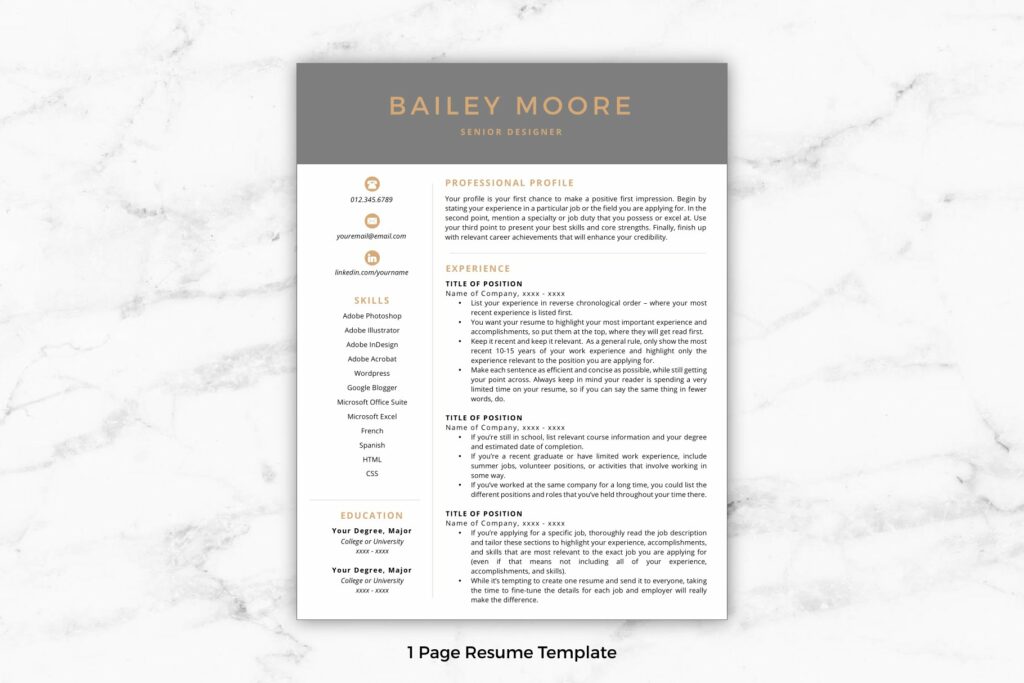CV Template/Resume - Bailey – MasterBundles
