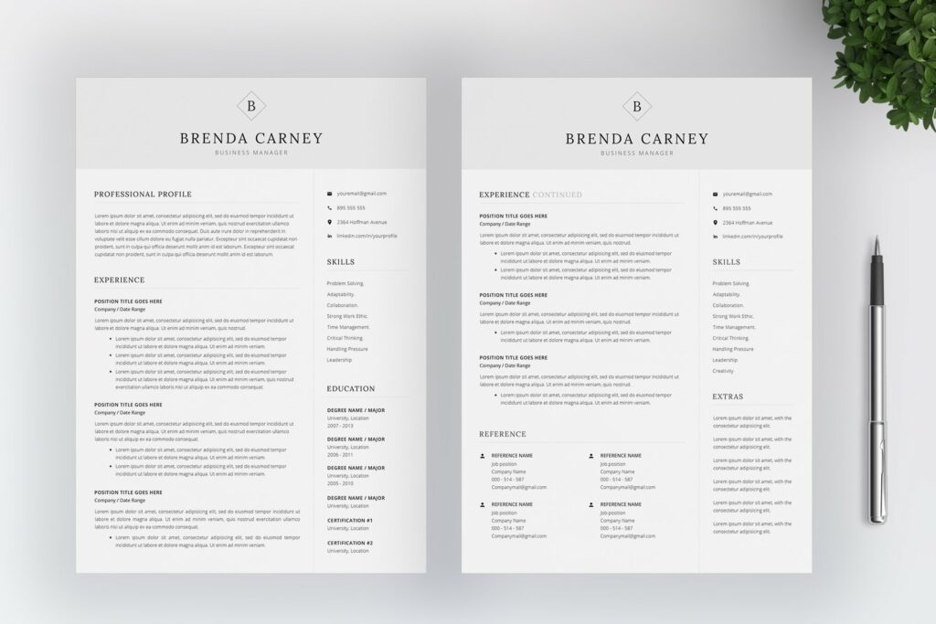Clean Resume CV – MasterBundles