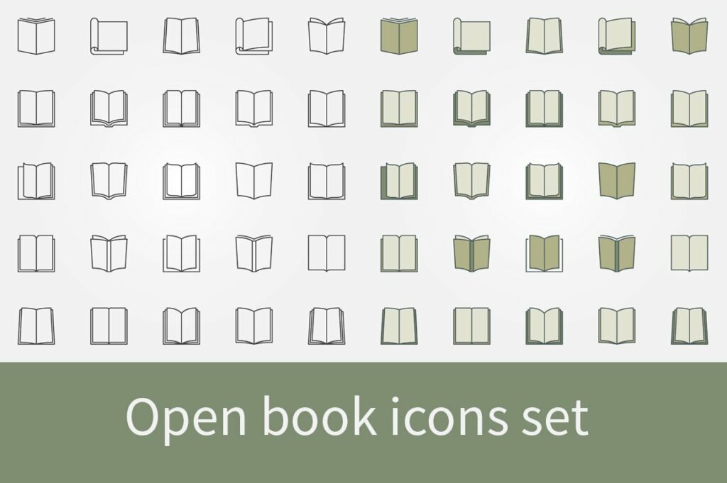 Open book icons set – MasterBundles