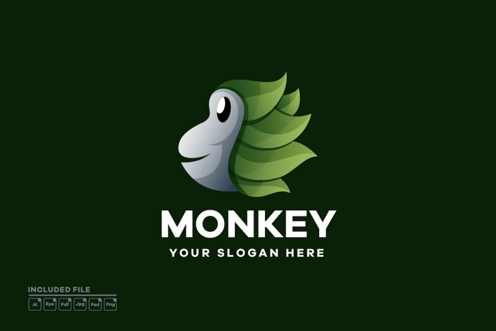 Monkey Illustration Gradient Logo – MasterBundles