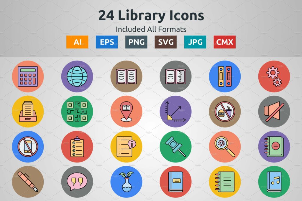 Line Filled Circle Icon of Library – MasterBundles