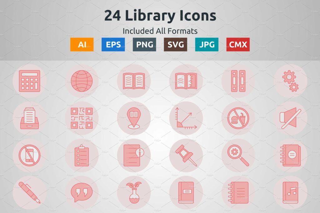 Red filled outline Circle Library – MasterBundles