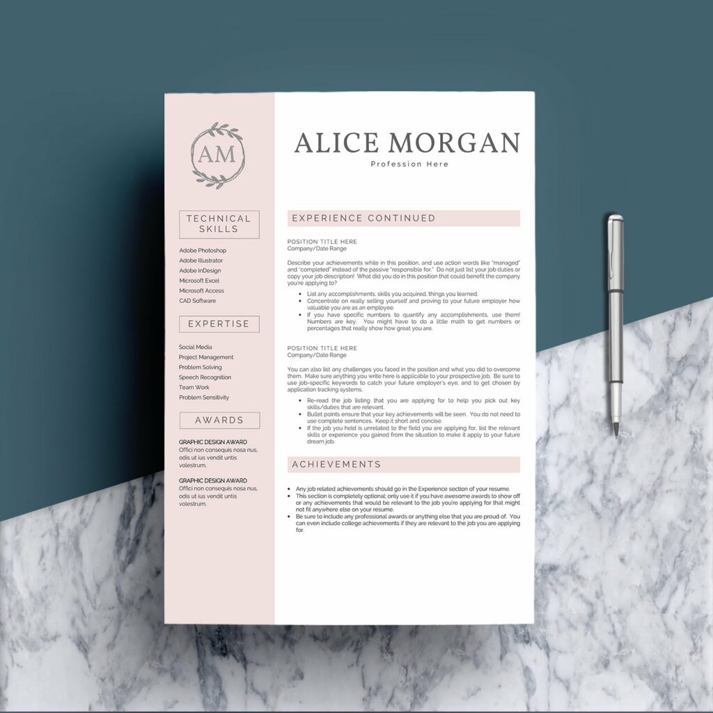 2 Pages Word Resume Template – MasterBundles