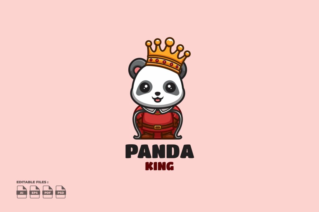 King Panda Cute Mascot Logo – MasterBundles
