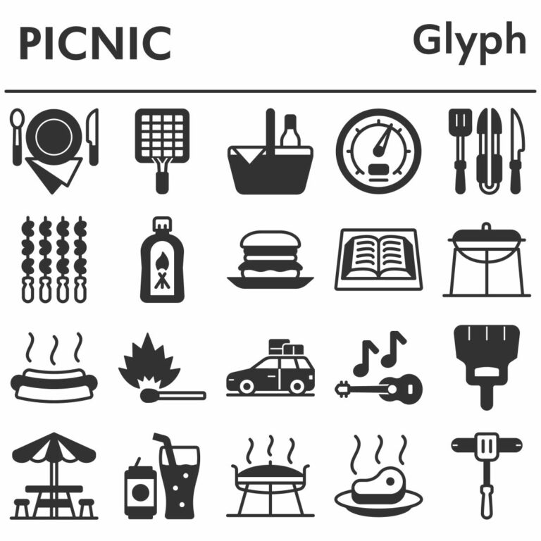 Set, picnic icons set - MasterBundles