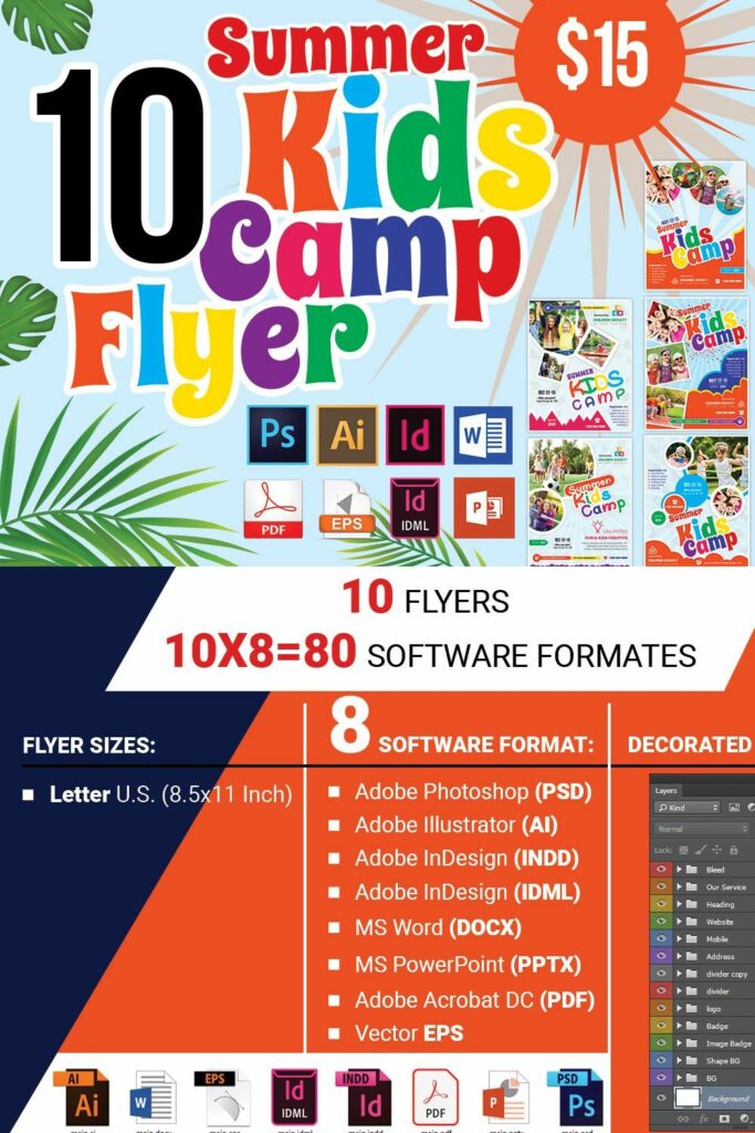 10 Kids Summer Camp Flyers 90% OFF – MasterBundles