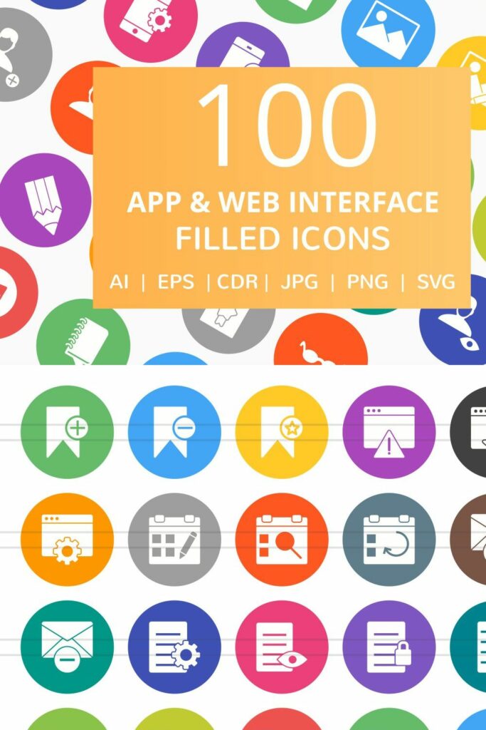 100 App & Web Interface Filled Icons – MasterBundles