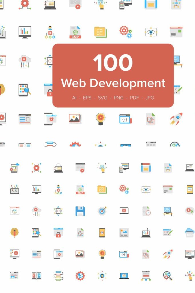 100 Flat Icons of Web Development – MasterBundles