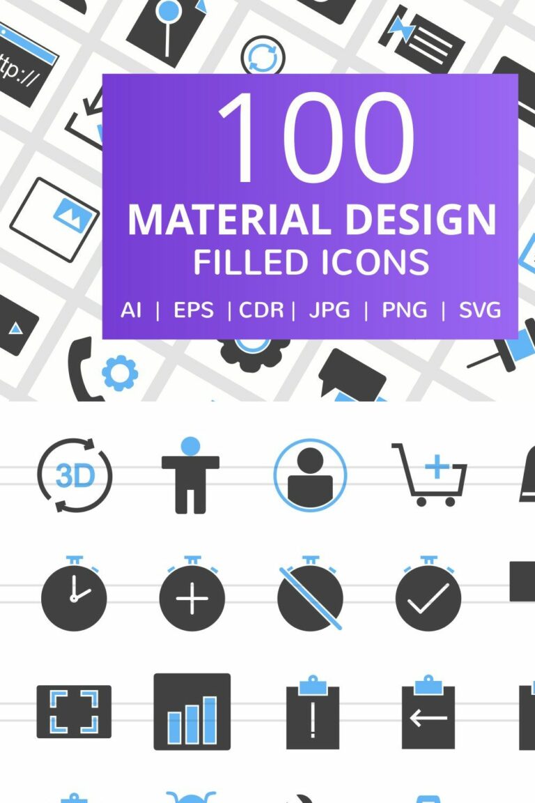 100 Material Design Filled Icons – MasterBundles