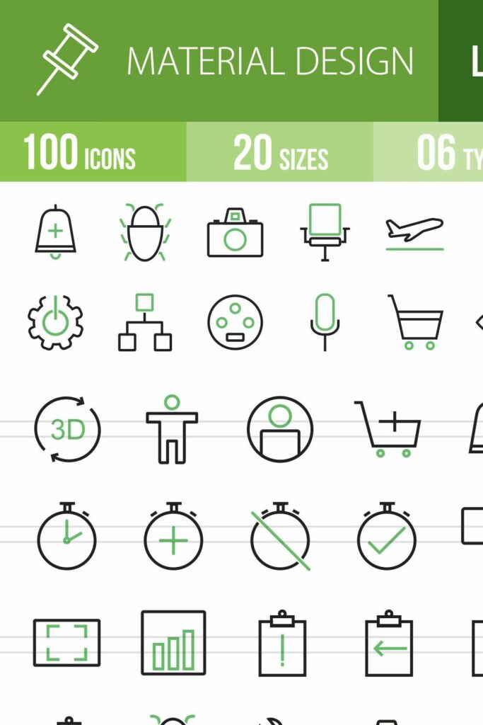 100 Material Design Green & Black – MasterBundles