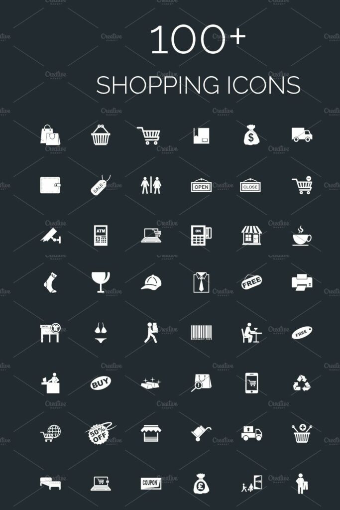 100+ Shopping Vector Icons Pack – MasterBundles