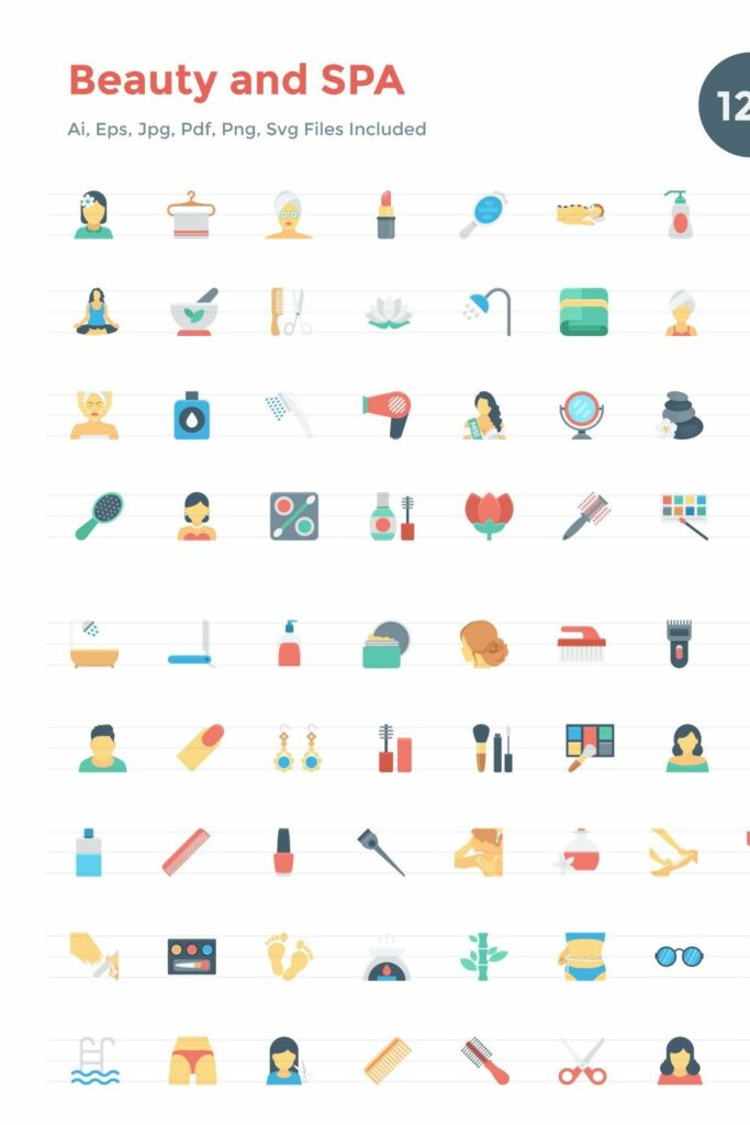 120 Flat Beauty and Spa Icons – MasterBundles