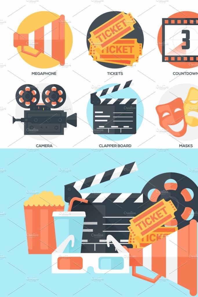 18 Cinema Icons and Poster – MasterBundles