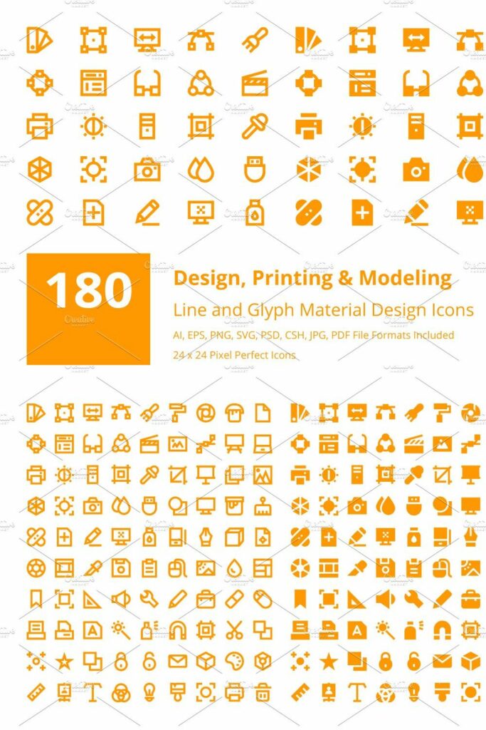 180 Material Design Icons – MasterBundles