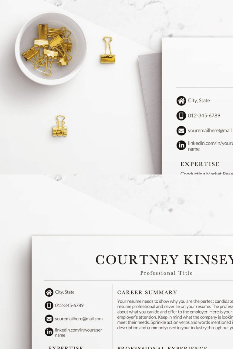 2 Page Resume Template / CV Word – MasterBundles