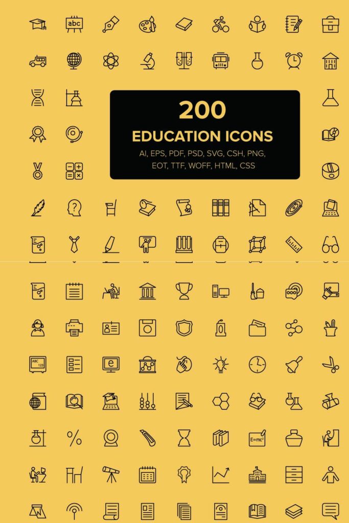 200 Education Icons – MasterBundles