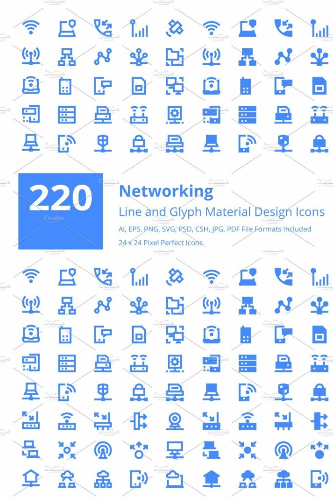 220 Networking Material Design Icons – MasterBundles
