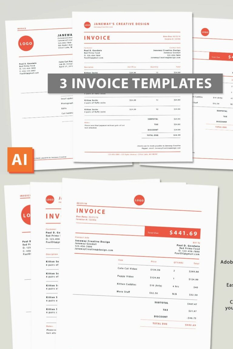 3 Illustrator Invoice Templates – MasterBundles