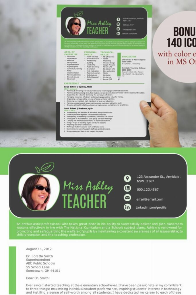 3 in 1 modern Word teacher resume – MasterBundles