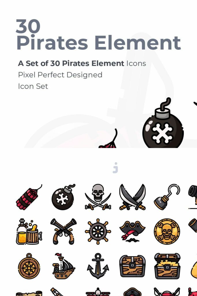 30 Pirates Element Icon set – MasterBundles
