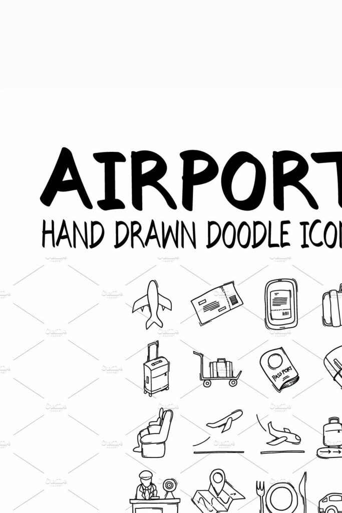36 Airport doodle icons – MasterBundles