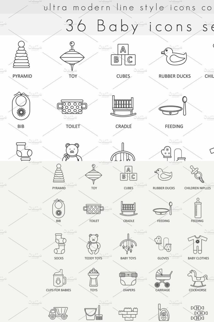 36 Baby ultra modern line icons set. – MasterBundles