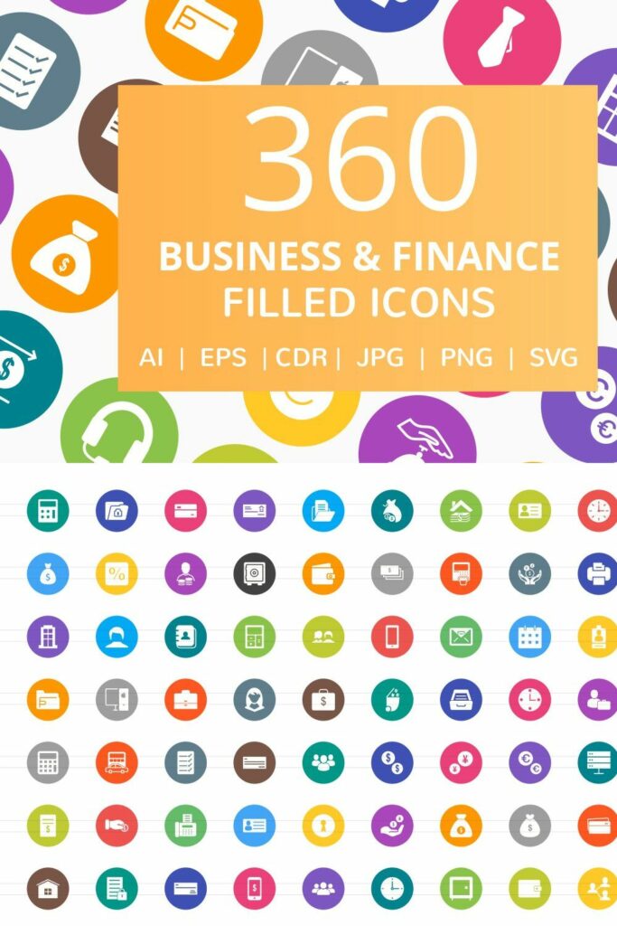 360 Business & Finance Filled Icons – MasterBundles