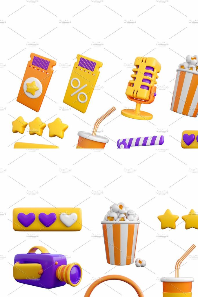 3D Icons. Cinema Set – MasterBundles