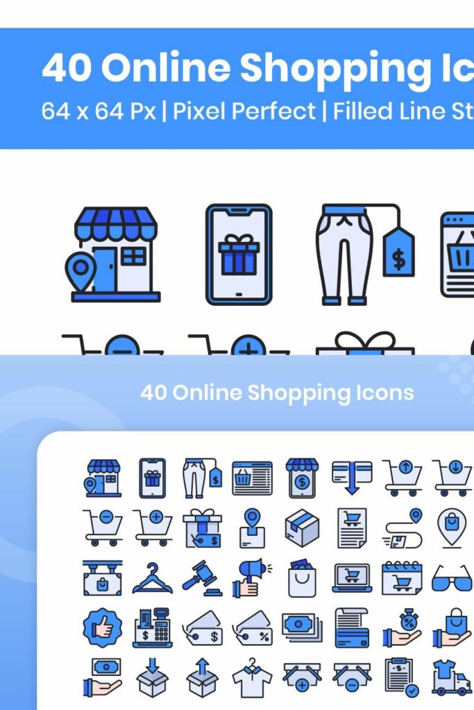 40 Online Shopping - Filled Line – MasterBundles