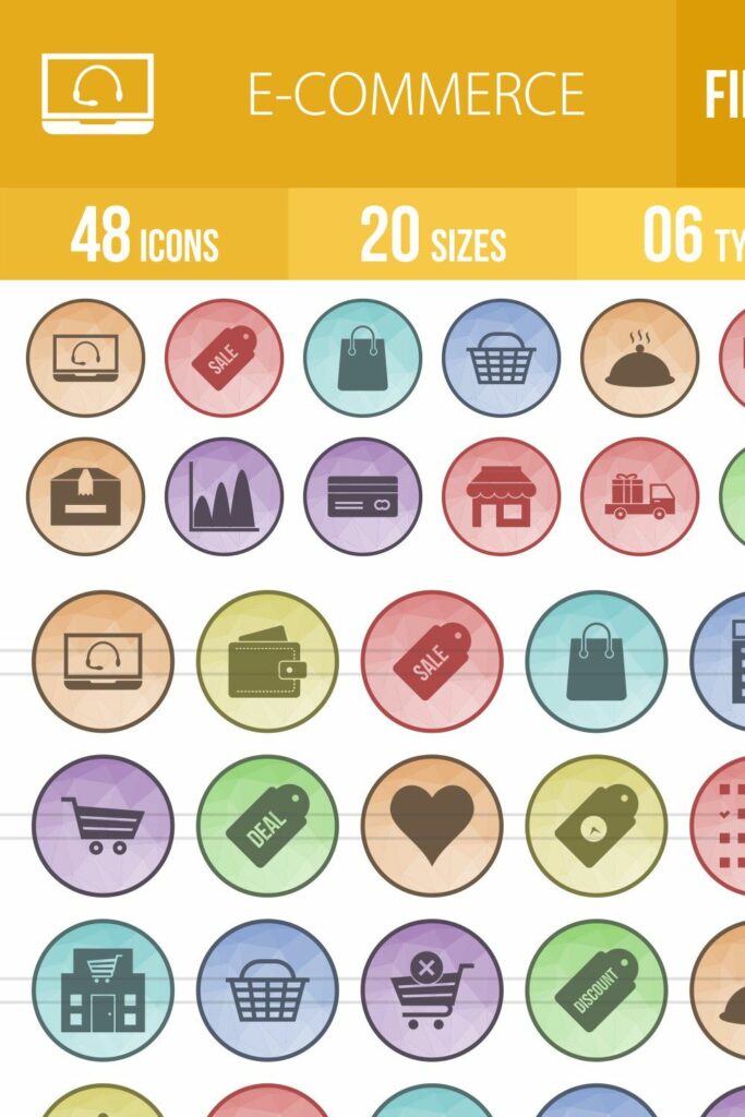 48 Ecommerce Low Poly Icons – MasterBundles