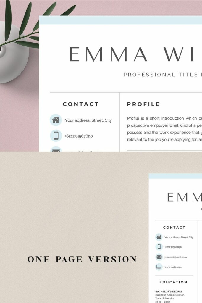 5 Page Resume Template / CV Word – MasterBundles