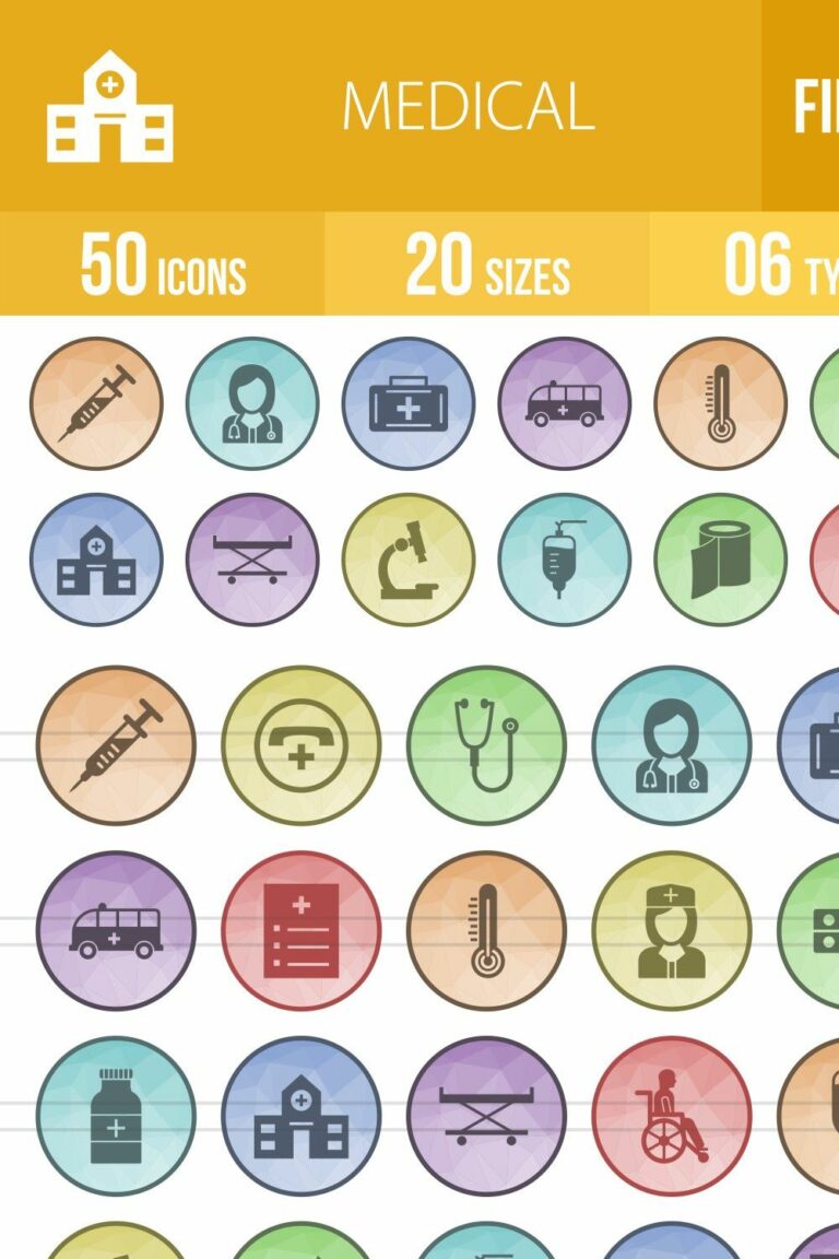 50 Medical Filled Low Poly Icons – MasterBundles