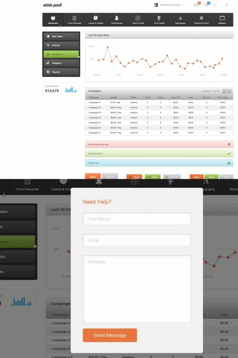 Admin Panel Template (PSD) – MasterBundles