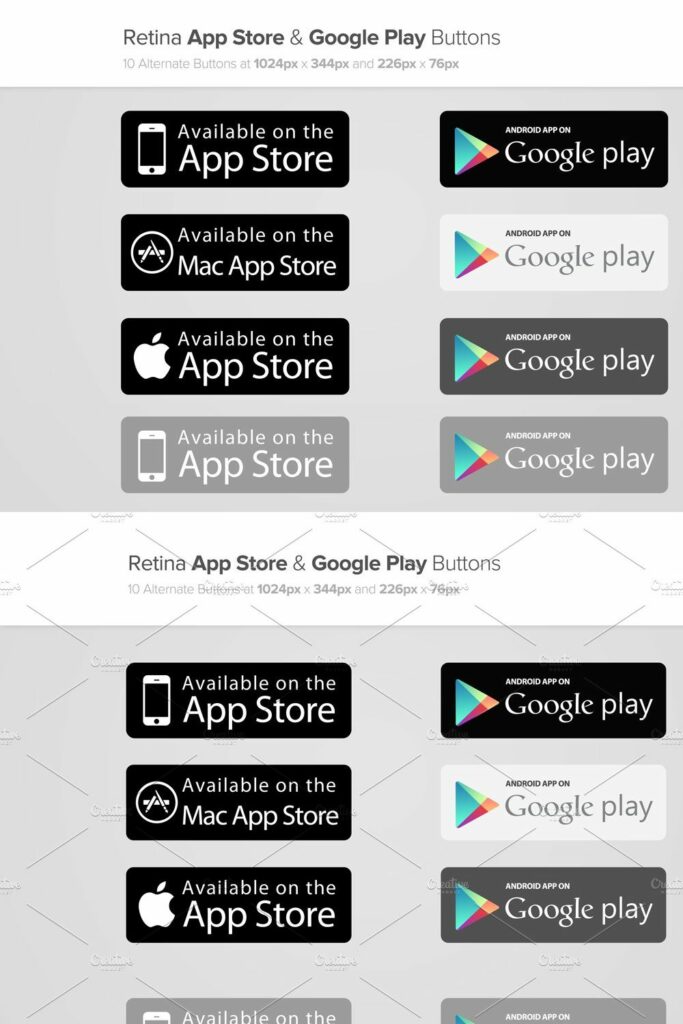 App Store & Google Play Buttons x2 – MasterBundles
