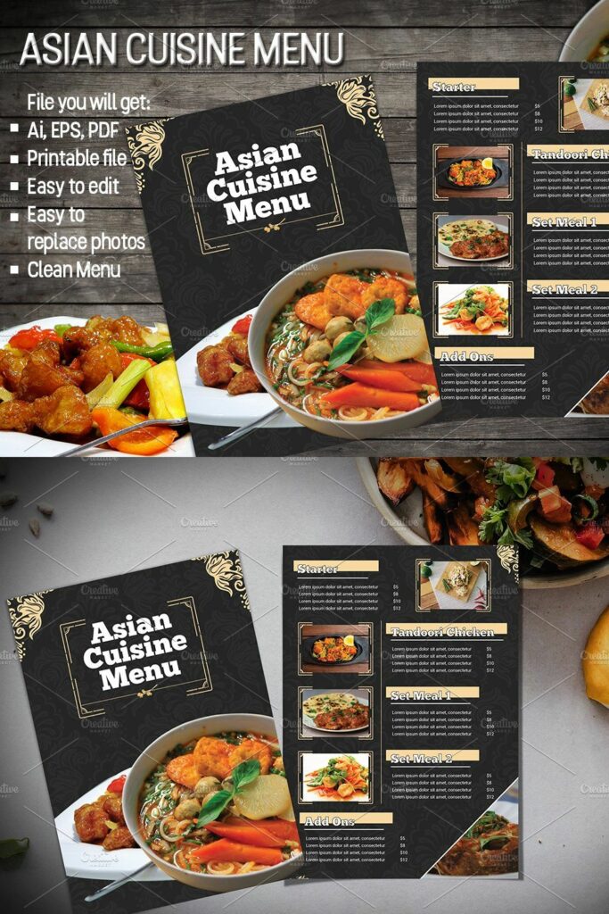 Asian Cuisine Menu – MasterBundles