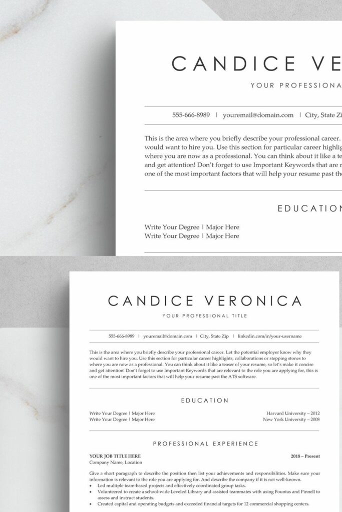 ATS Resume Template - CANDICE – MasterBundles