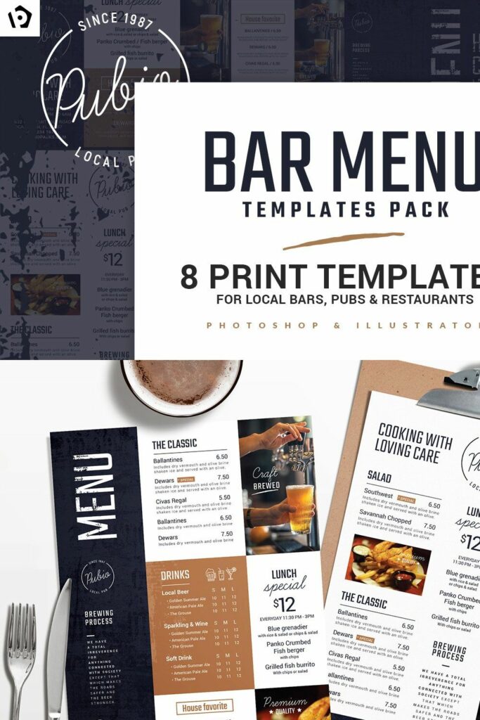 Bar Menu Templates Pack – MasterBundles