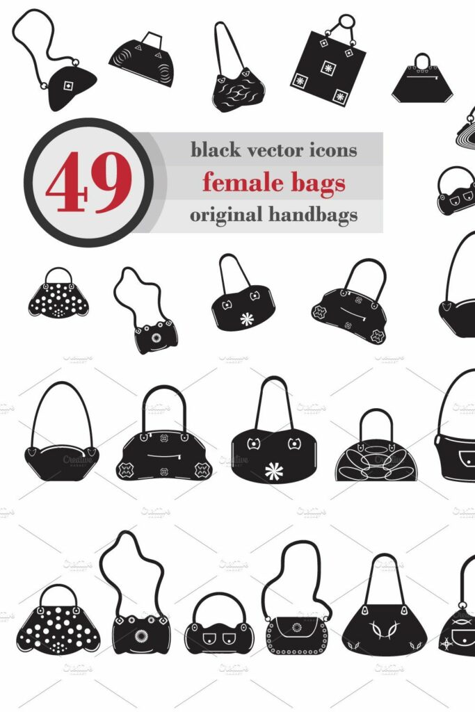 Black icons female bags – MasterBundles